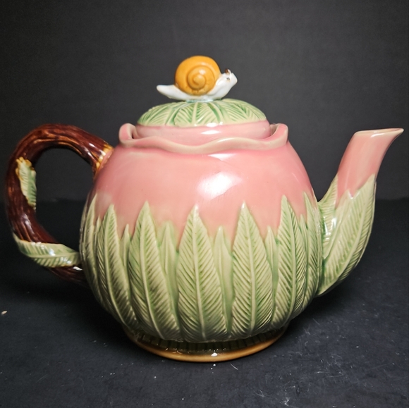 Cbk | Dining | Vtg 991 Cbk Nouveau Majolica Teapot Green Fern With ...